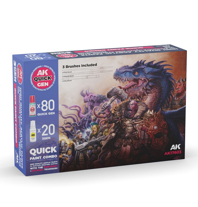 AK Interactive: Quick Gen: Quick Paint Combo Set 100 – Mutant Dice Games
